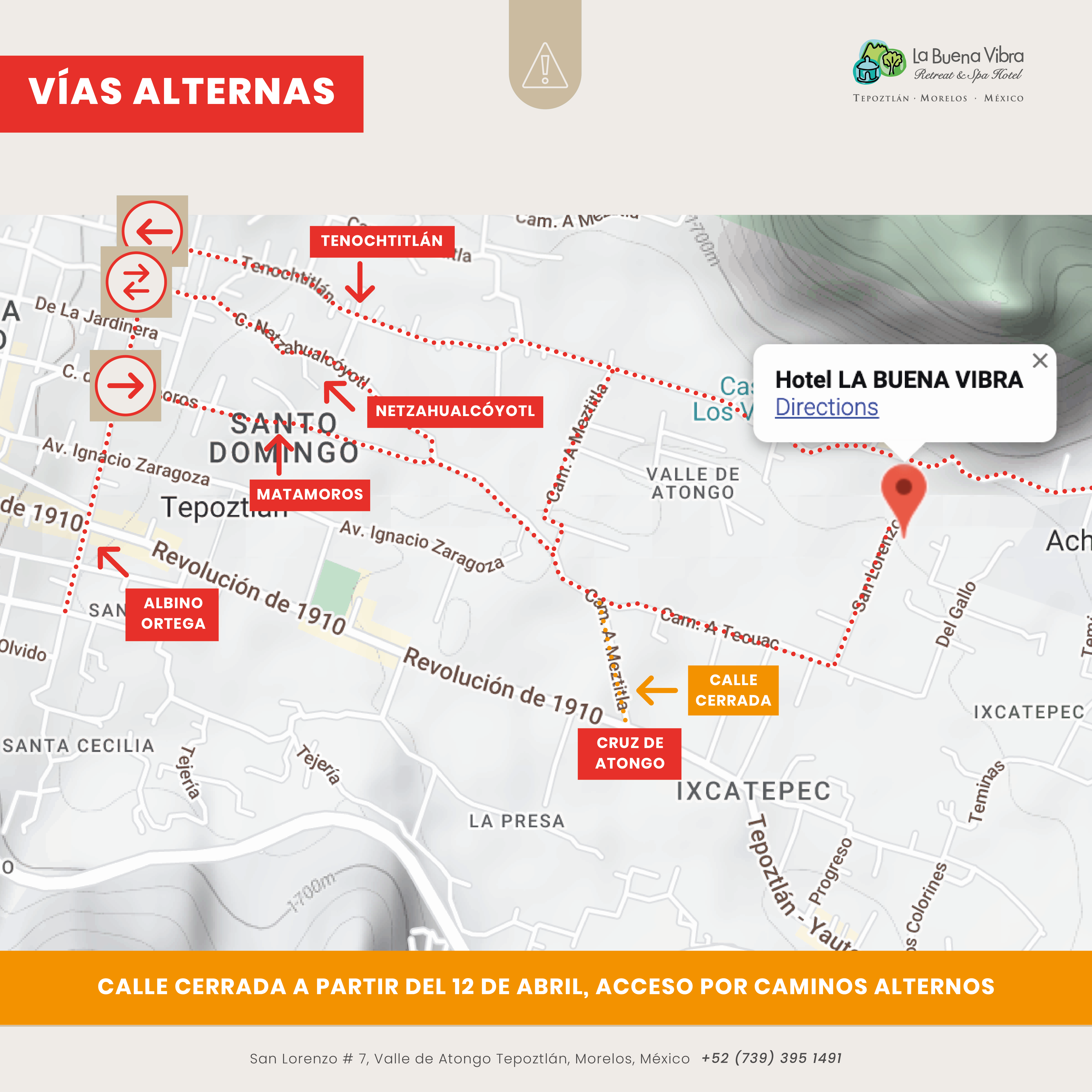 Mapa Acceso Tepoztlán - hotelbuenavibra